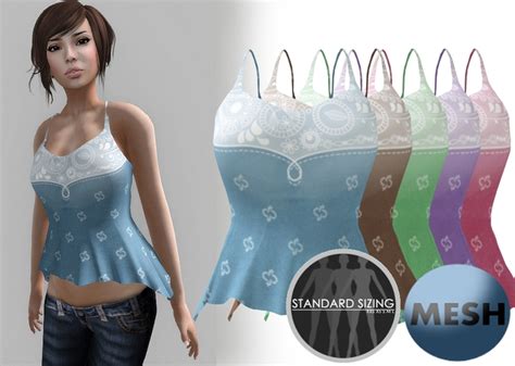 Second Life Marketplace Stripd Paisley Halter Top Demo Mesh