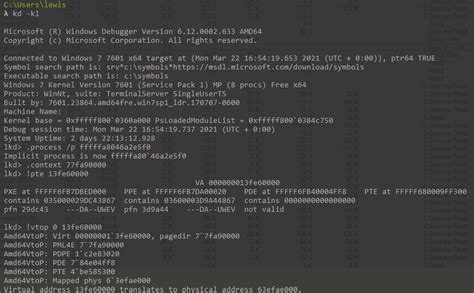Windows Kd Live Local Debugging Pte And Db Dont Work Only Shows Context Of The Debugger For