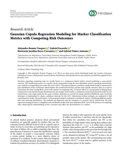 PDF Gaussian Copula Regression Modeling For Marker Classification