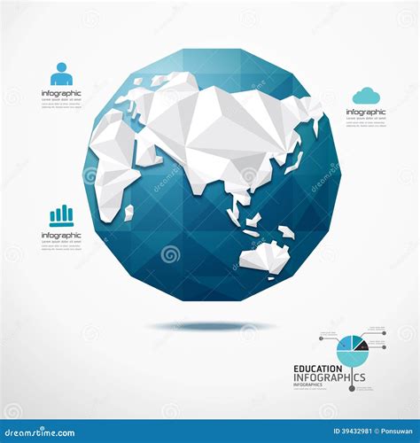 Globe World Map Illustration Infographics Geometric Concept Stock