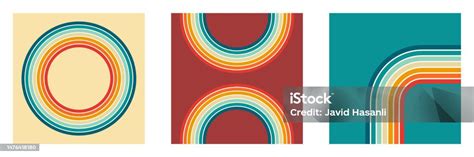 복고풍 빈티지 70년대 스타일 줄무늬 배경 포스터 라인 모양 벡터 디자인 그래픽 1970년대 복고풍 배경 추상 세련된 70 년대 라인 프레임 그림 세트 1960 1969