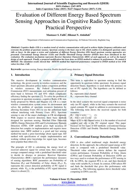 Pdf Evaluation Of Different Energy Based Spectrum Sensing Approaches