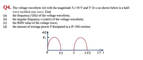 Solved The Voltage Waveform V T With The Magnitude Vo V Chegg Com