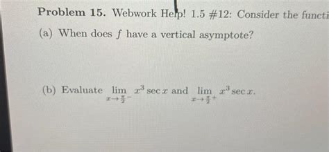 Solved Problem Webwork Help Consider The Chegg