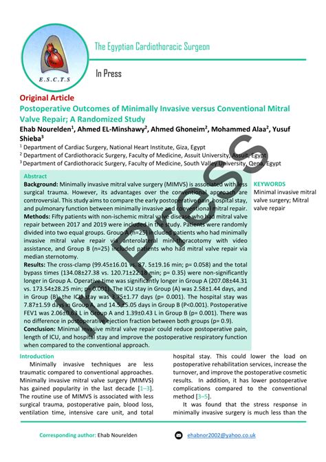 Pdf Postoperative Outcomes Of Minimally Invasive Versus Conventional