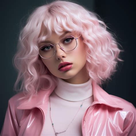 Premium Ai Image Girl Wearing Pink Glasses Generative Ai
