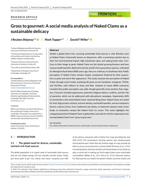 PDF Gross To Gourmet A Social Media Analysis Of Naked Clams As A