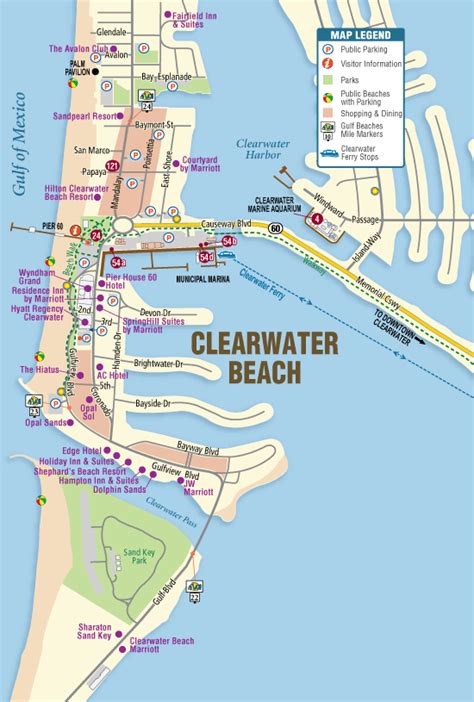 Street Map Of Clearwater Beach Florida Location Political Borders