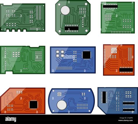 Microcontroller Set Cartoon Vector Illustration Stock Vector Image