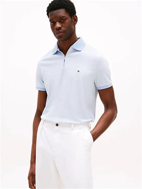 Polo Regular Fit Con Mezza Zip Bianco Tommy Hilfiger