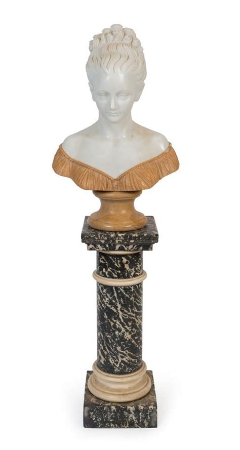 An Antique Carved Marble Bust Of A Lady 19th Century 62cm High 126cm