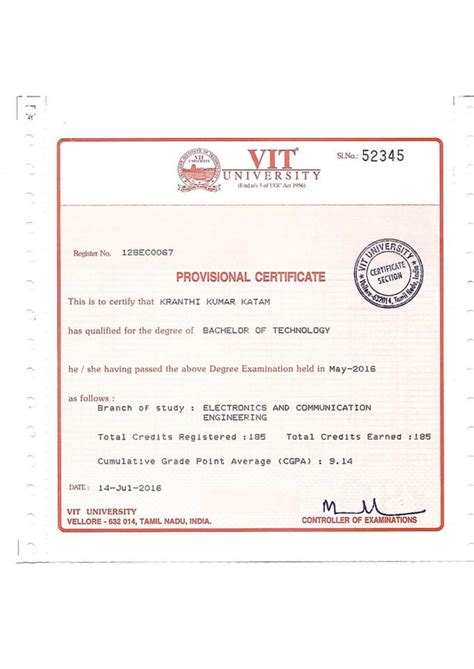 Provisional Certificate Pdf