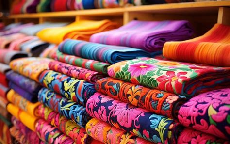Vibrant Colors Of Mexican Textiles Premium Ai Generated Image