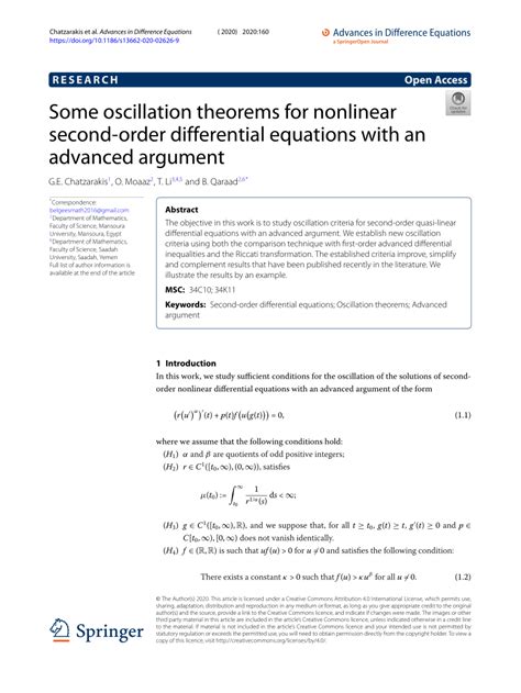 Pdf Some Oscillation Theorems For Nonlinear Second Order Differential