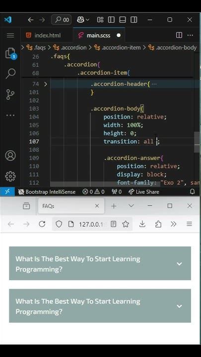 Create A Responsive Faqs Section With Html Css And Javascript Shorts