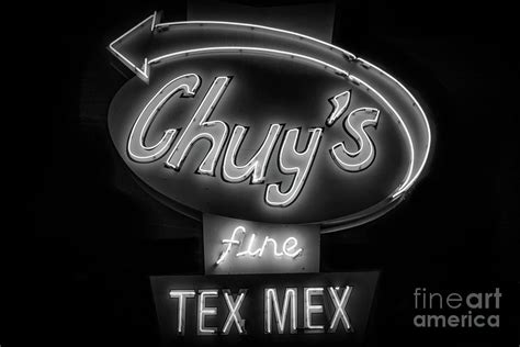 Chuys Tex Mex Neon Sign Bw Photograph By Bee Creek Photography Tod