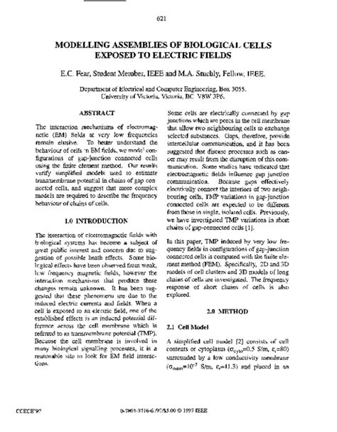 Pdf Modelling Assemblies Of Biological Cells Exposed To Electric Fields