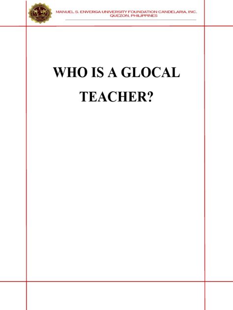 Who Is A Glocal Teacher Pdf Teachers Learning