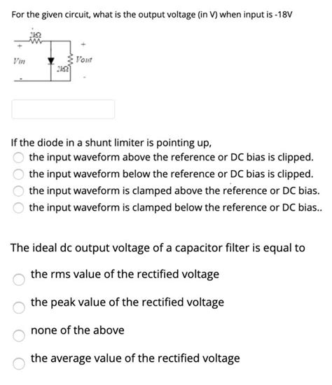 Solved For The Given Circuit What Is The Output Voltage In Chegg