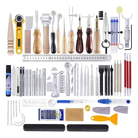 가죽 공예 기트 가방 만들기 공구 키트 손바느질 스티칭 펀칭 조각 안장 세트 전문가용 레더 크래프트 액세서리 티몬