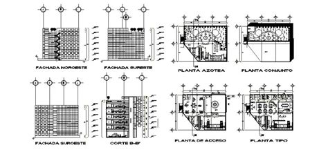 Multi Story Office Building Elevation Section And Floor Plan Cad Drawing Details Dwg File