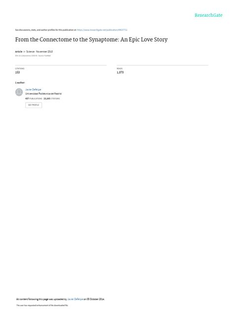 From The Connectome To The Synaptome An Epic Love Pdf Synapse Neuron