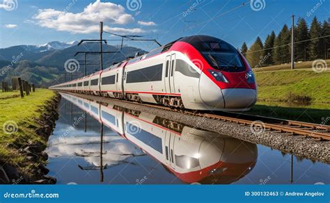 High Speed Train In Motion On The Railway Station At Sunset Fast