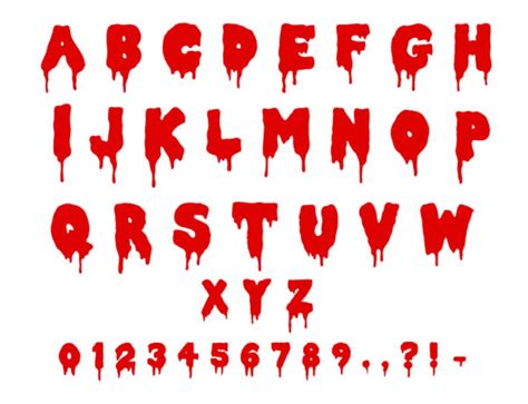 Bloody Blood Dripping Halloween Letter Font Alphabet Svg Vector Cricut