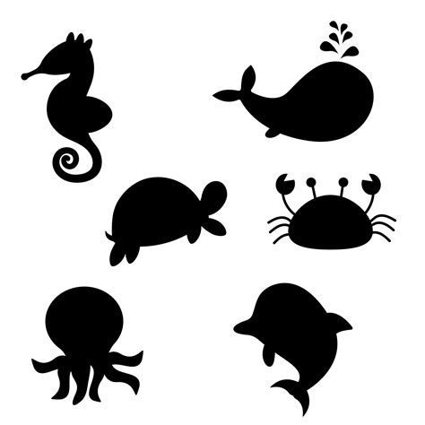 animales marinos en estilo silueta ilustración vectorial 13288286