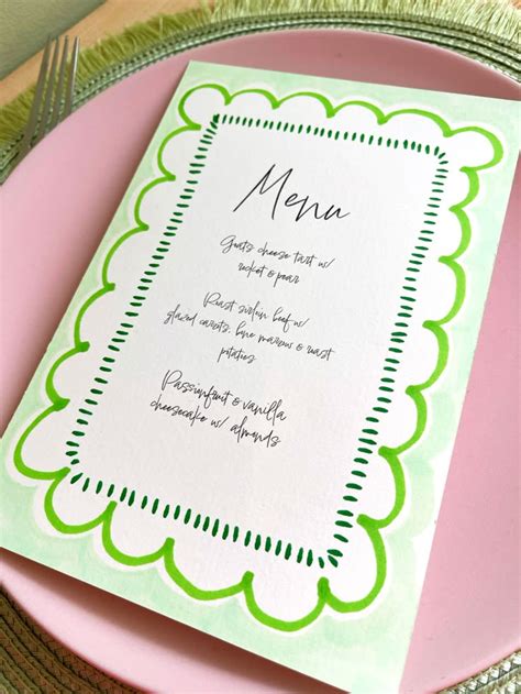 Simple Illustrated Spring Menu Design Inspo Wedding Stationery