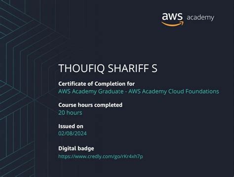 Thoufiq Shariff S On Linkedin Aws Cloudfoundations