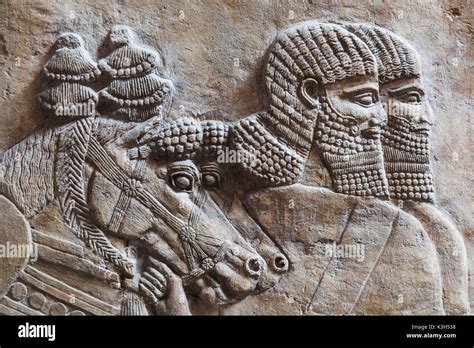 Assyrian Relief From Nimrud Depicting Chariots Dated 728 Bc Hi Res