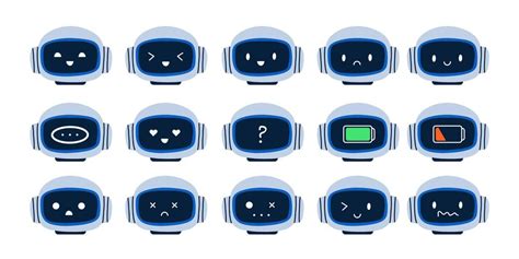 Premium Vector Robot Emotions Chatbot Assistant Emotions Cute Ai Symbol Tech Mascot Happy Or