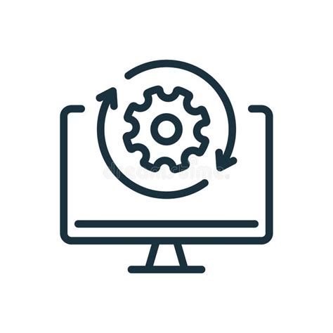 Upgrade Of Software Line Icon Computer System Update Linear Pictogram