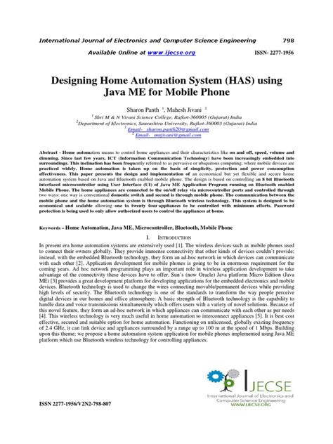 Designing Home Automation System Has Using Java Pdf Bluetooth Embedded System