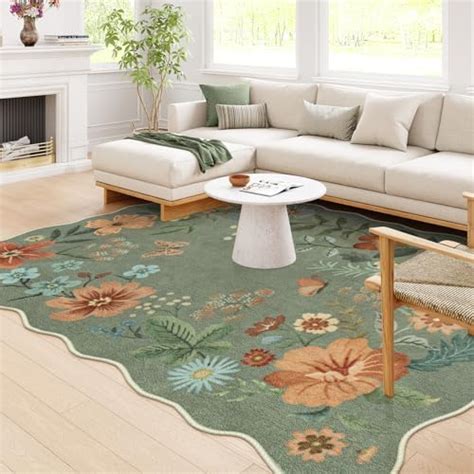 Lahome Floral Washable Rugs 8x10 Non Slip Soft Bedroom