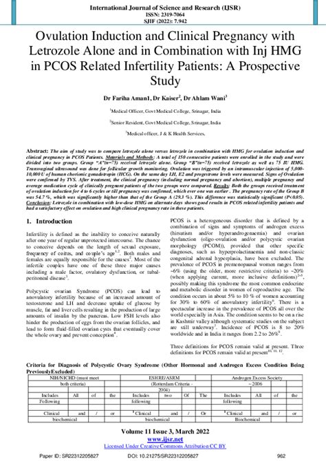 Pdf Ovulation Induction And Clinical Pregnancy With Letrozole Alone And In Combination With