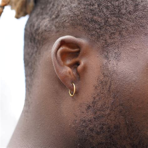 Large 18k Gold Hoop Earrings Mens Gold Earrings Twistedpendant