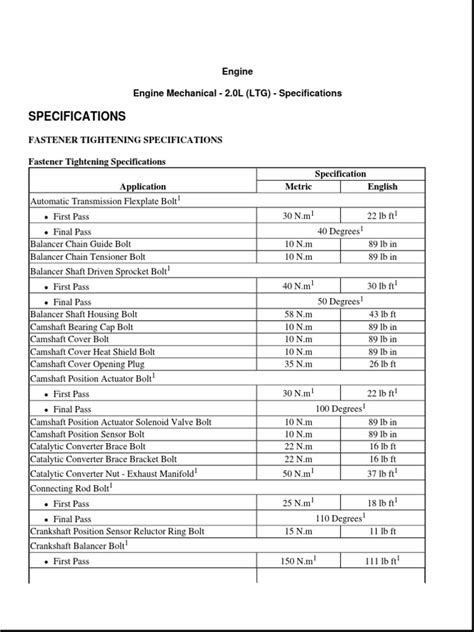 056 - Engine Mechanical - 2.0L (LTG) - Specifications | PDF | Piston | Motor Oil