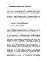 Logic Lecture 13 Docx Lecture 13 Inductive Arguments And Statistical