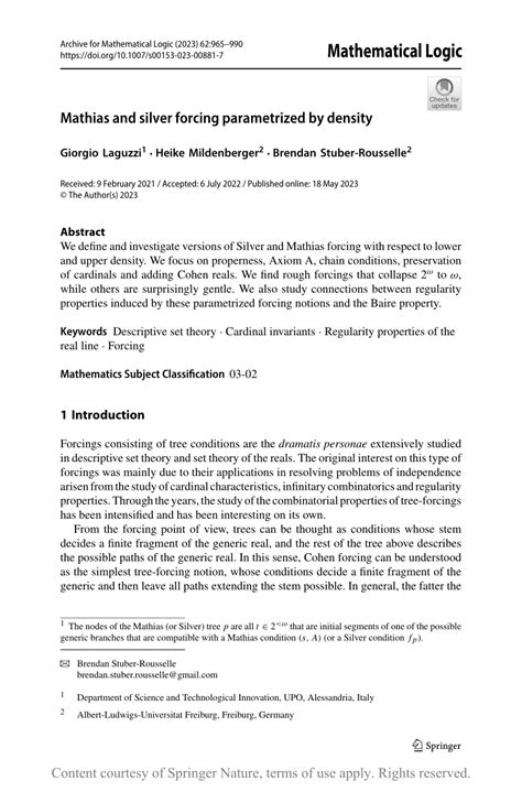 Pdf Mathias And Silver Forcing Parametrized By Density