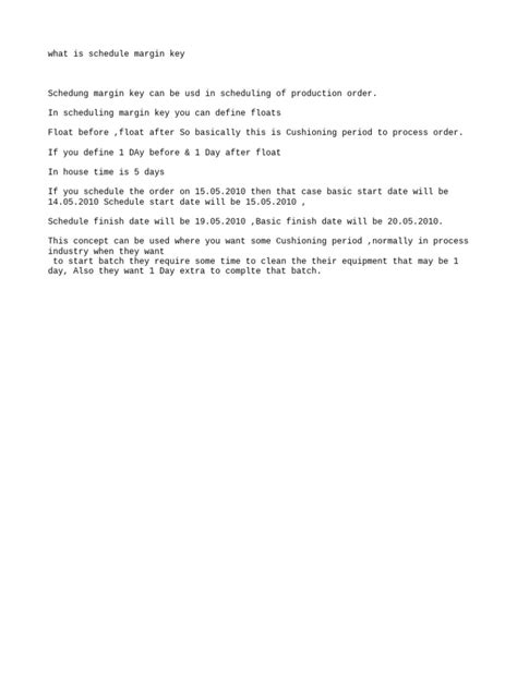 Schedule Margin Key Pdf