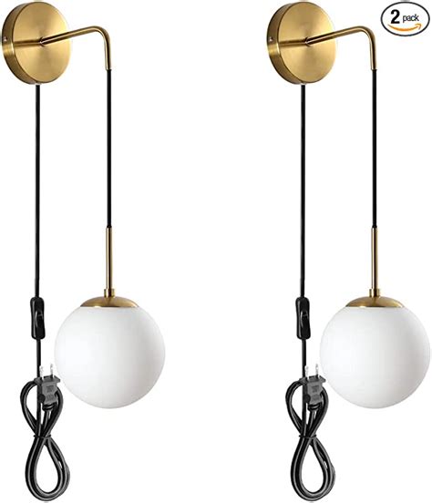Modern Brass Wall Sconce With Opal Globe Glass Shade 2 Pack Artofit