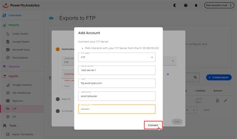 how to create an ftp export