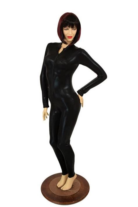 Black Mystique Catsuit With Long Sleeves And Stella Front Etsy