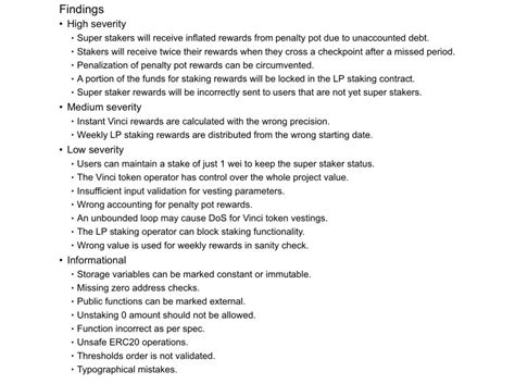 Gogo On Twitter The Findings Summary From My Latest Smart Contract Security Review The First