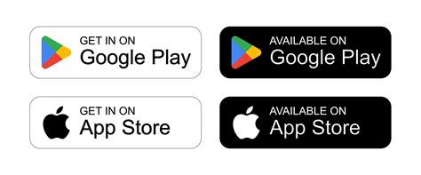 Google Play And App Store Buttons Set Vector Art At Vecteezy