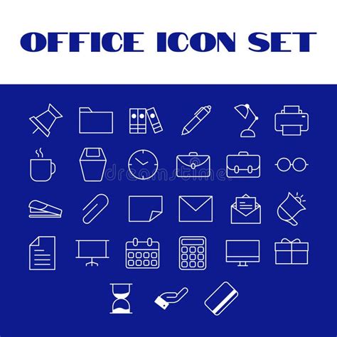 Line Office Icons Set Vector Office Business Illustration Icons Set Stock Vector Illustration
