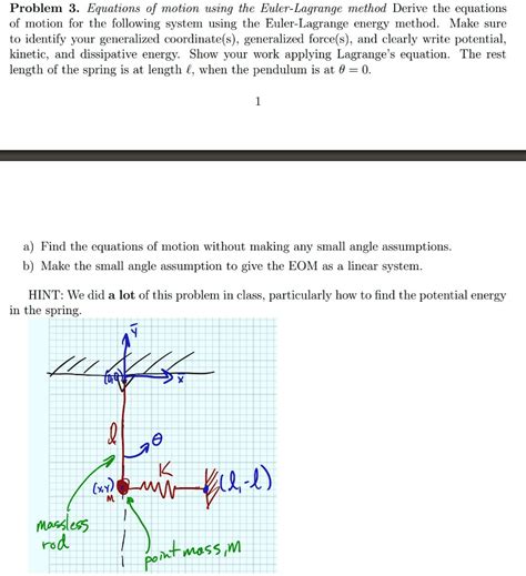 Solved Problem 3 Equations Of Motion Using The Euler Lagrange Method