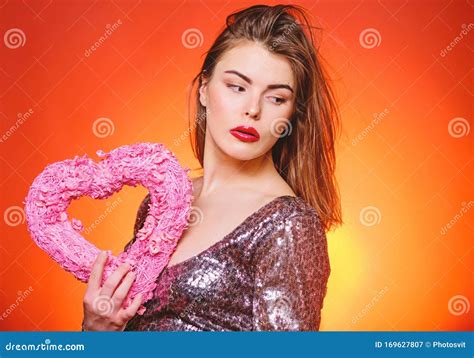 I Will Be Your Valentine Woman In Glamour Dress Sensual Girl With